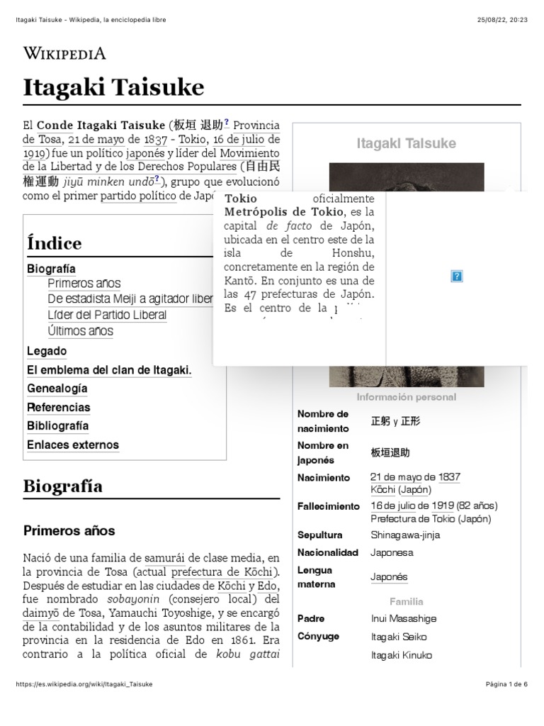 Itagaki Taisuke - Quien Fue | PDF | Gobierno | Personas japonesas