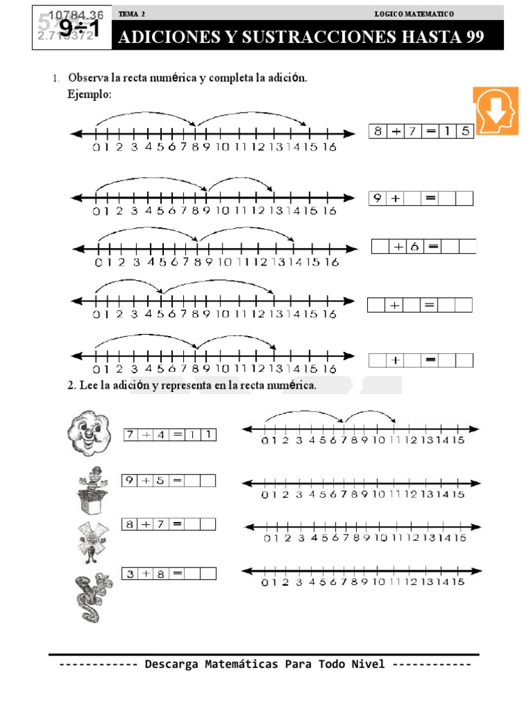 Adiciones y Sustracciones hasta 99 | PDF | Sustracción | Matemáticas