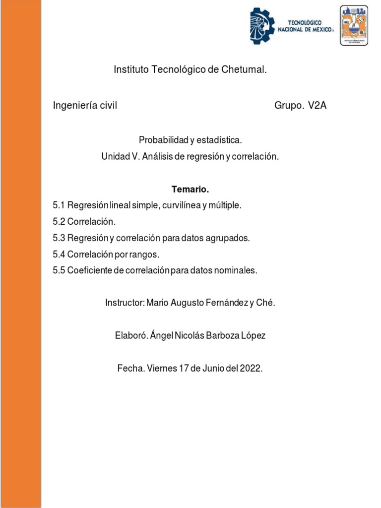 Investigación Probabilidad y Estadística Unidad 5 | PDF | Análisis de regresión | Regresión lineal