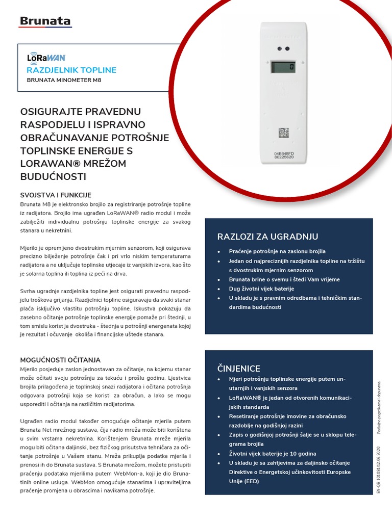 Brunata Minometer M8 - Data Sheet - HR v2 | PDF