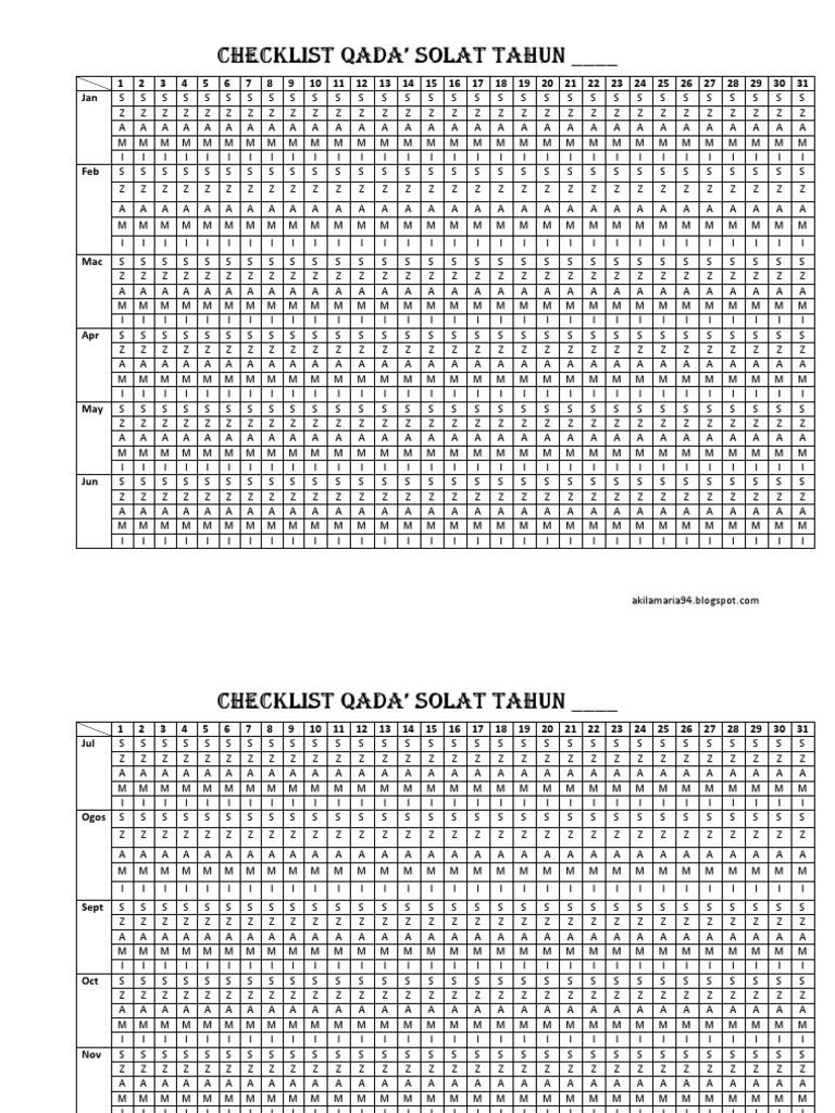Checklist Qada' Solat | PDF