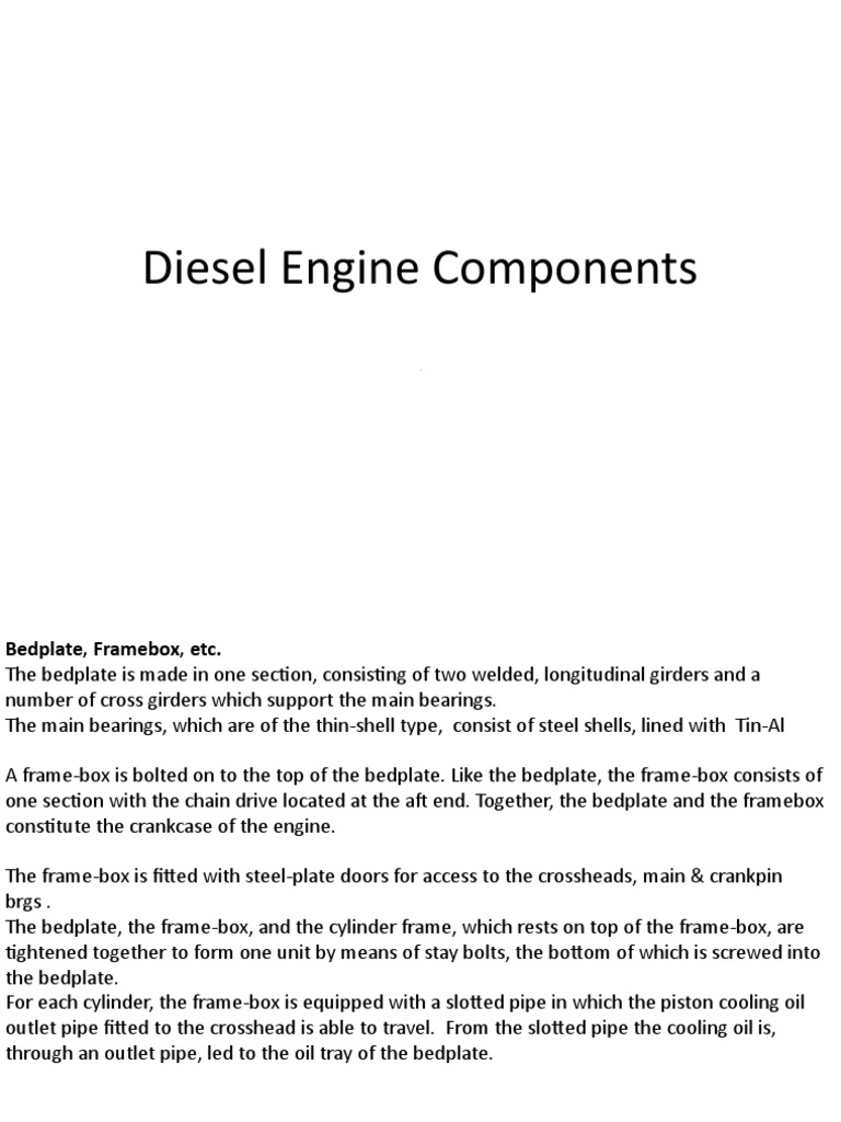 Diesel Engine Bedplate Components | PDF | Internal Combustion Engine ...