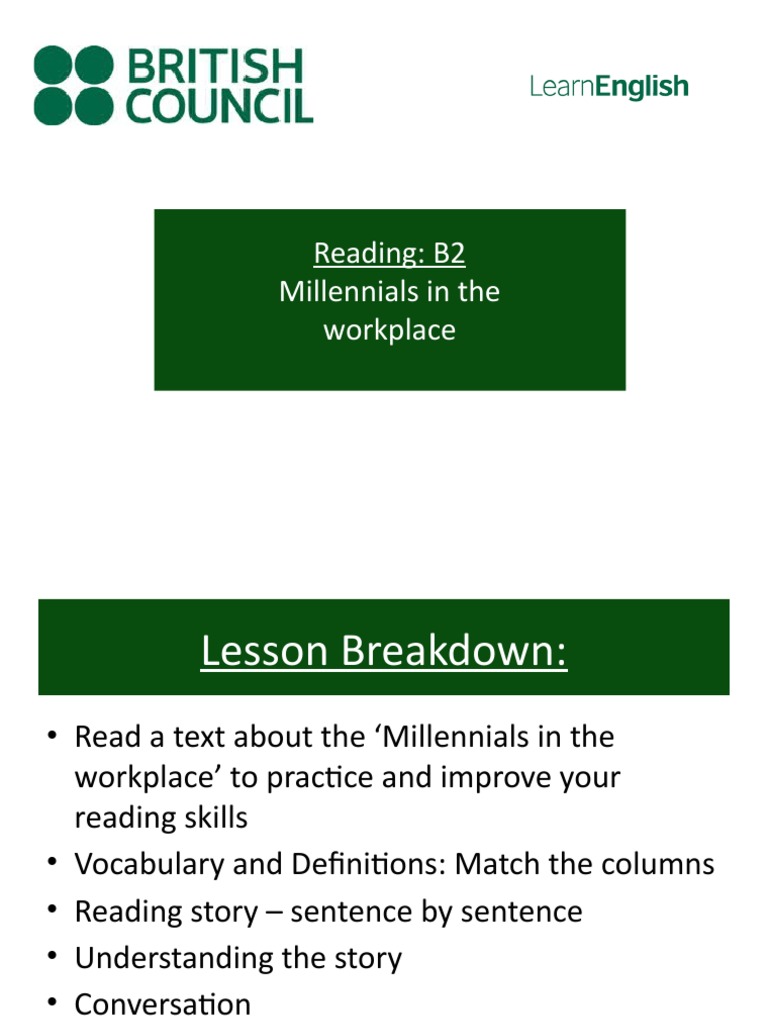 Lesson - Reading B2 - Millennials in The Workplace | PDF | Millennials ...