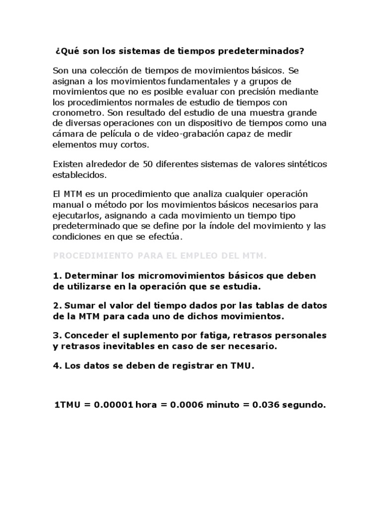 Sistemas De Tiempos Predeterminados Pdf