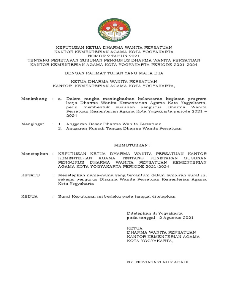 SK DWP 2021 Kota Yogyakarta | PDF | Agama & Spiritualitas