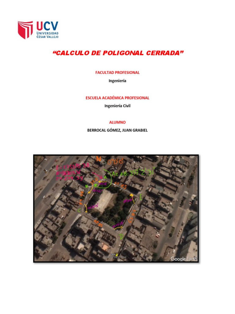 Cálculo de Poligonal Cerrada | PDF | Agrimensura | Geodesia