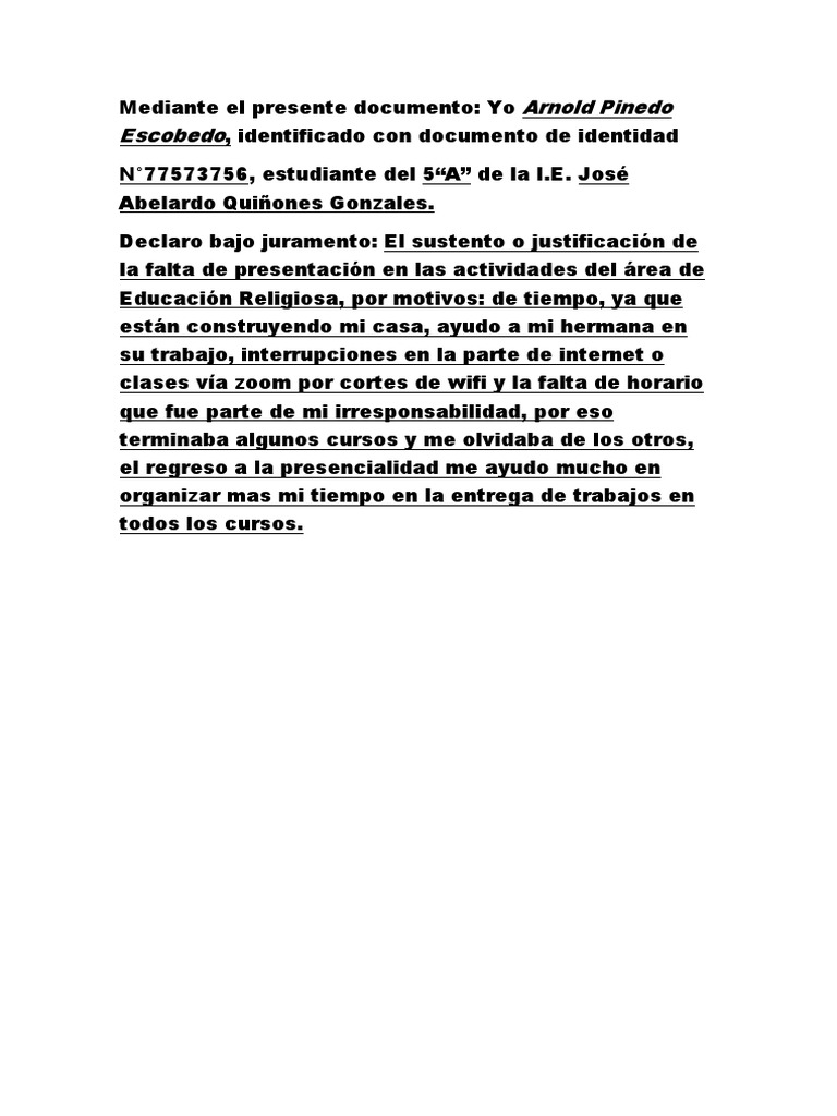 Documento de Sustento | PDF