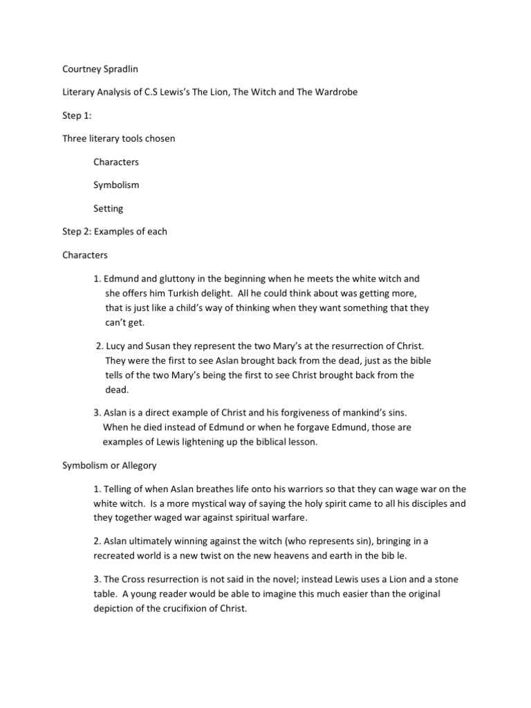 Modern Fantasy Literary Analysis The Lion The Witch and The Wardrobe ...