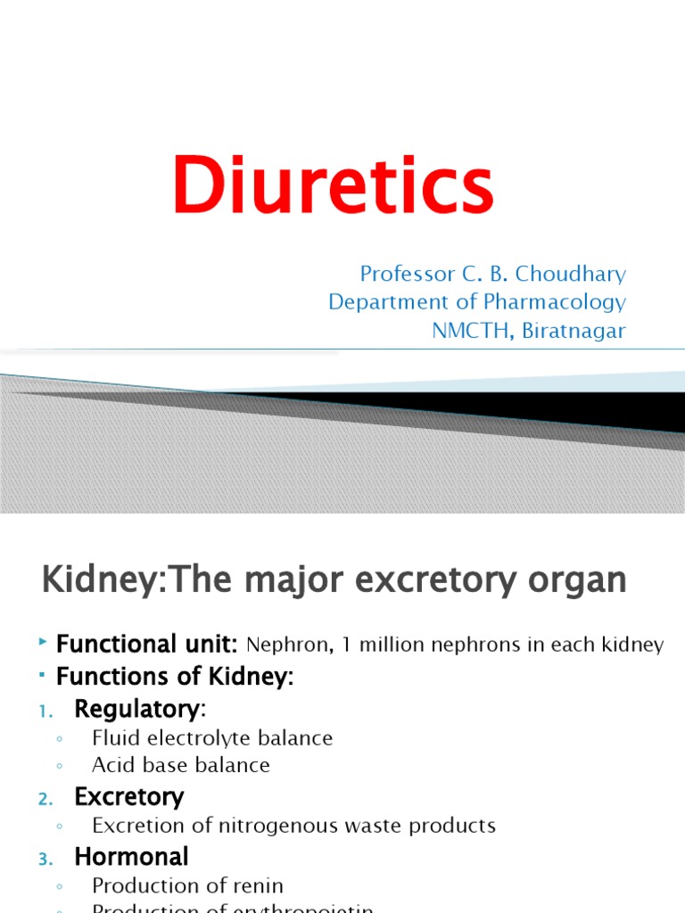 The Mechanism of Diuretic Action and Their Clinical Uses | PDF | Drugs ...
