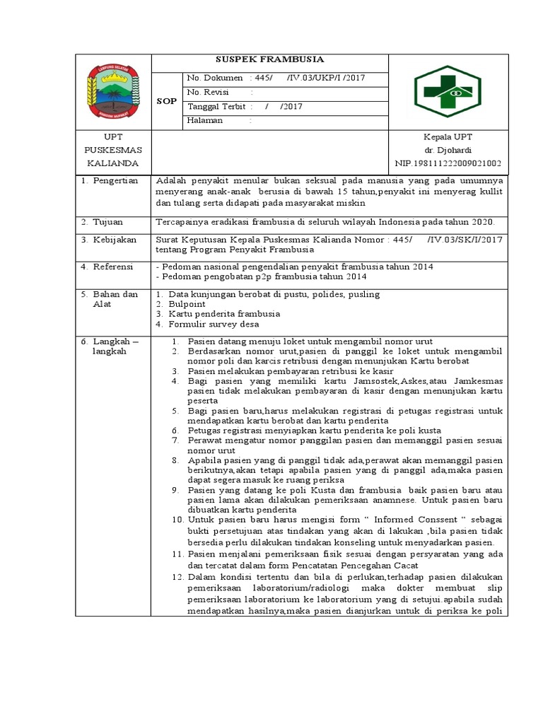 SOP Frambusia | PDF | Pengembangan Diri | Kesehatan Holistik
