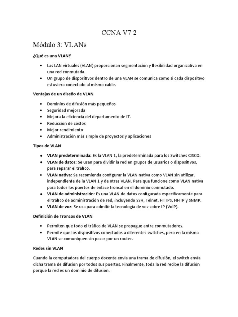 CCNA V7 2 Módulo 3 - VLANs | PDF | Conmutador de red | Red de computadoras