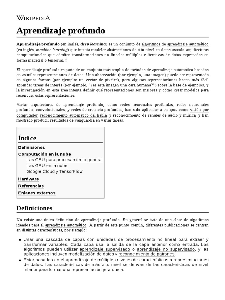 Aprendizaje Profundo | PDF | Aprendizaje profundo | Informática