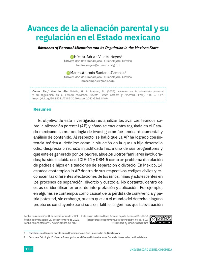 Avances de La Alienación Parental y Su Regulación (2022) | PDF ...