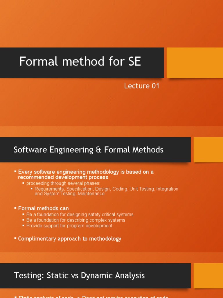 Formal Method For SE - 01 | PDF | Formal Methods | Software Testing