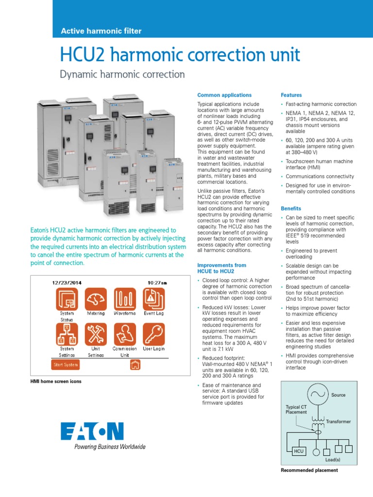 Eaton Harmonic Correction Unit Brochure PA157001EN | PDF | Power Supply | Physical Quantities