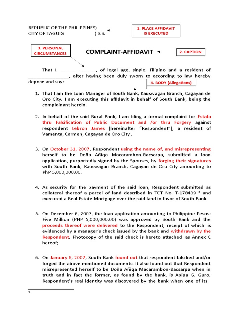 complaint-affidavit-estafa-thru-falsification-and-forgery | PDF ...