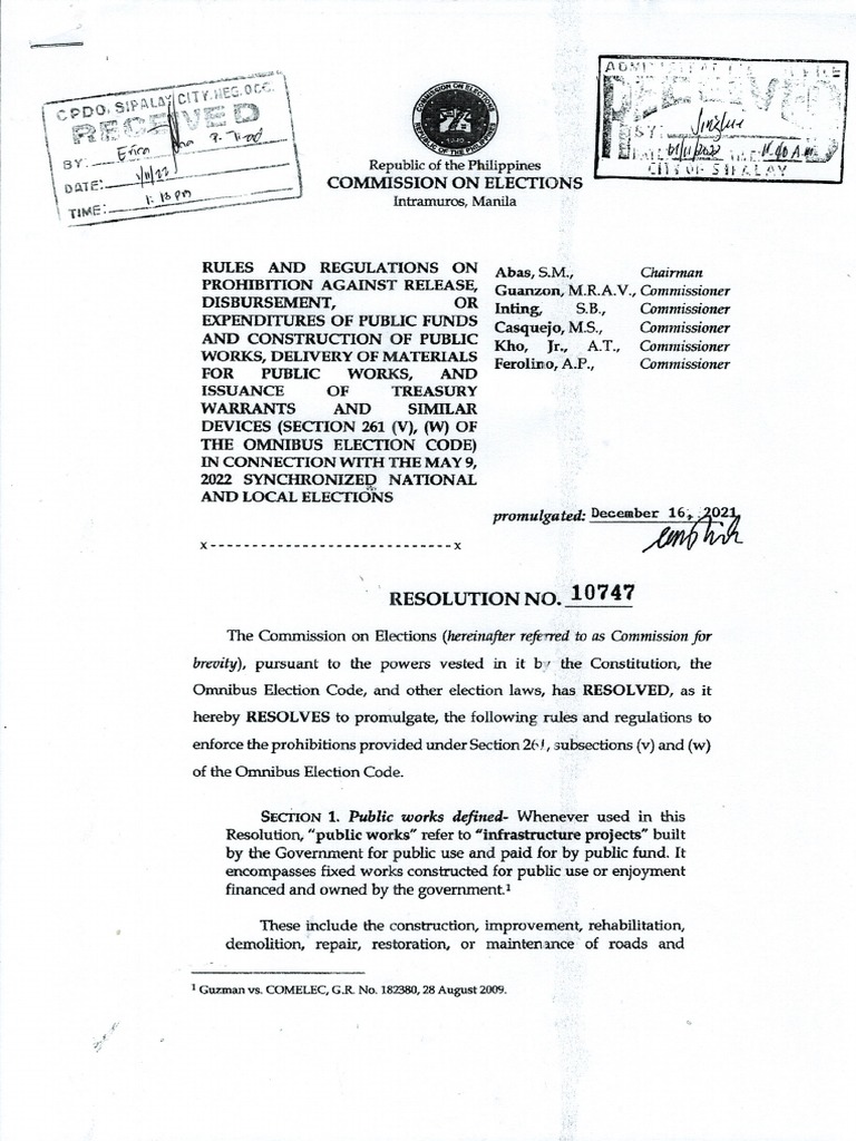 COMELEC Resolution 10747 - Certificate of Exception | PDF