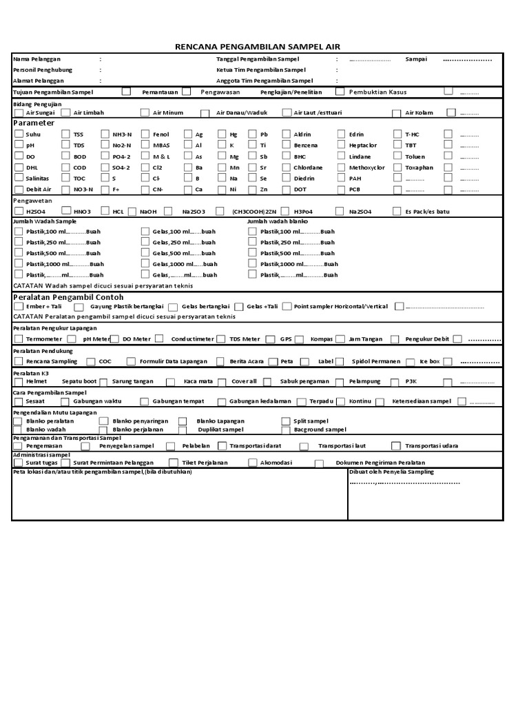 Form Rencana Sampling | PDF