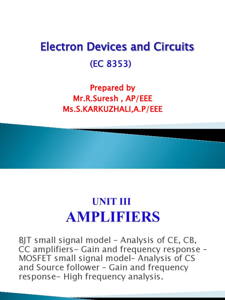 Electron Devices and Circuits: Prepared by Mr.R.Suresh, AP/EEE Ms.S.Karkuzhali, A.P/Eee | PDF ...