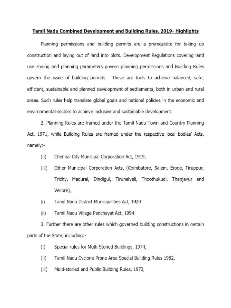 Brief Note On Tamil Nadu Combined Development and Building Rules - TOAZ ...