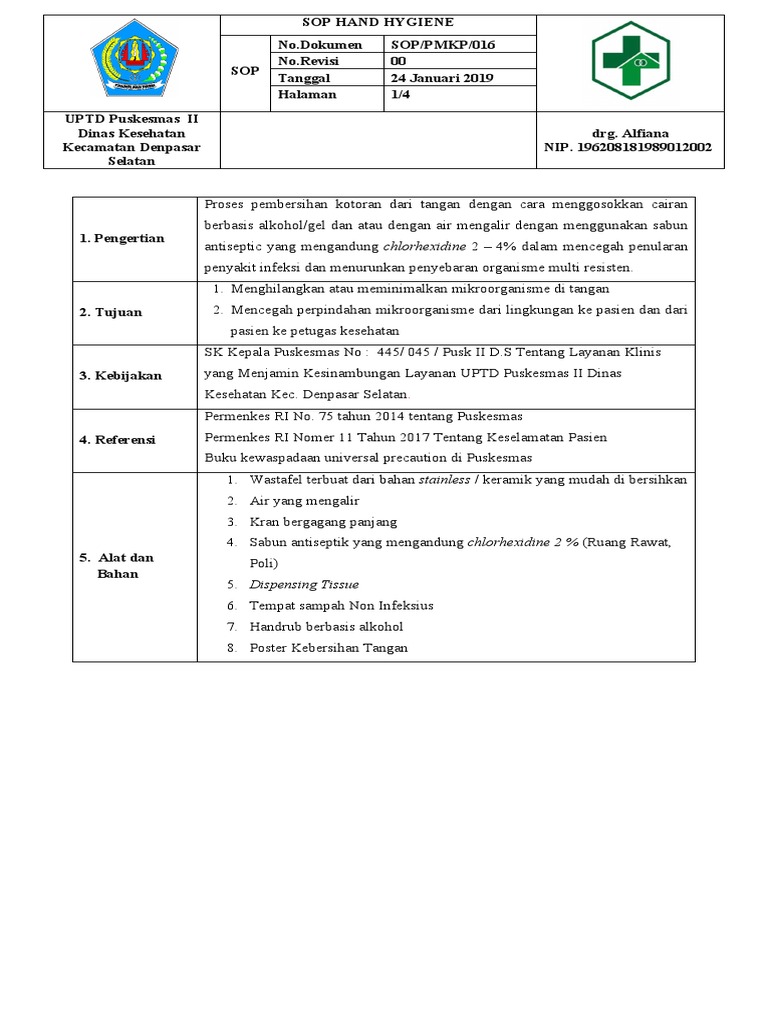 SOP Hand Hygiene | PDF