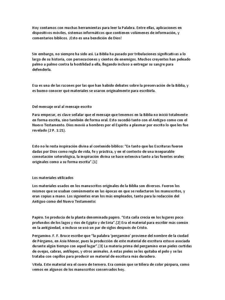 Materiales en Que Se Escribio La Biblia | PDF | Papiro | Biblia