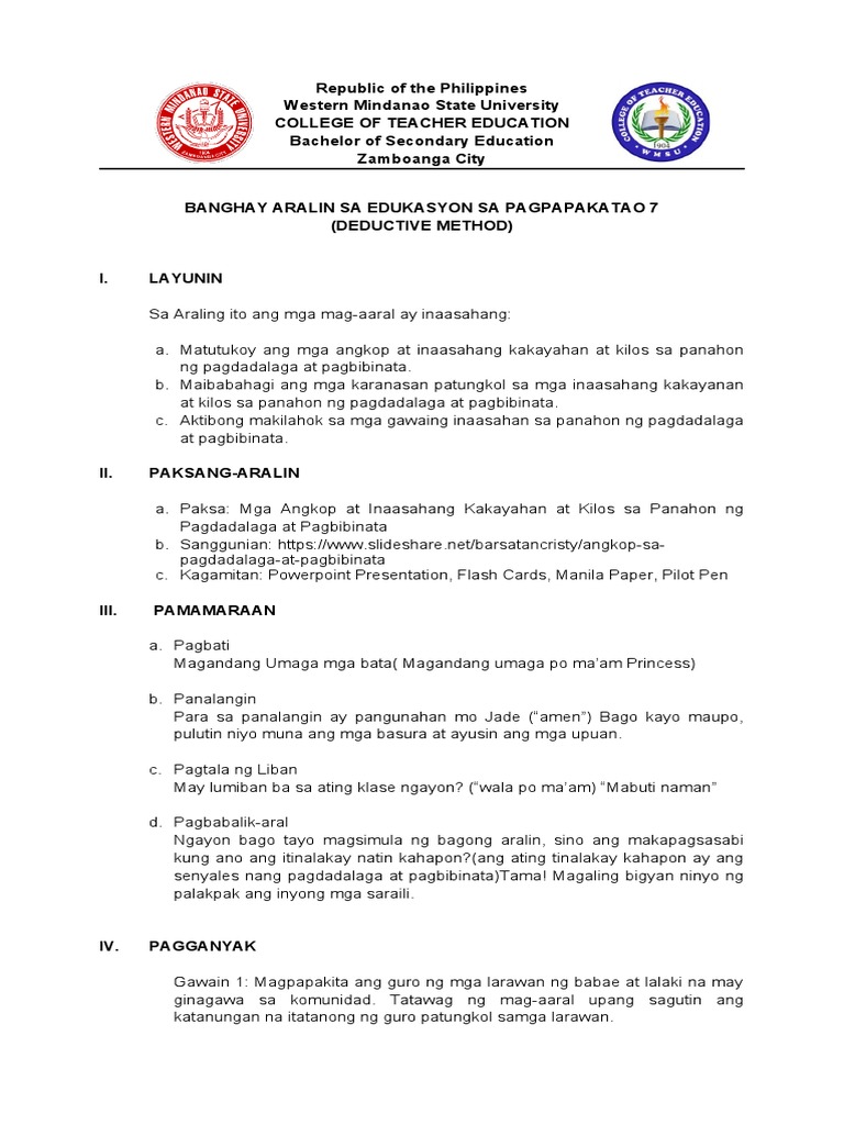 Lesson Plan Deductive | PDF