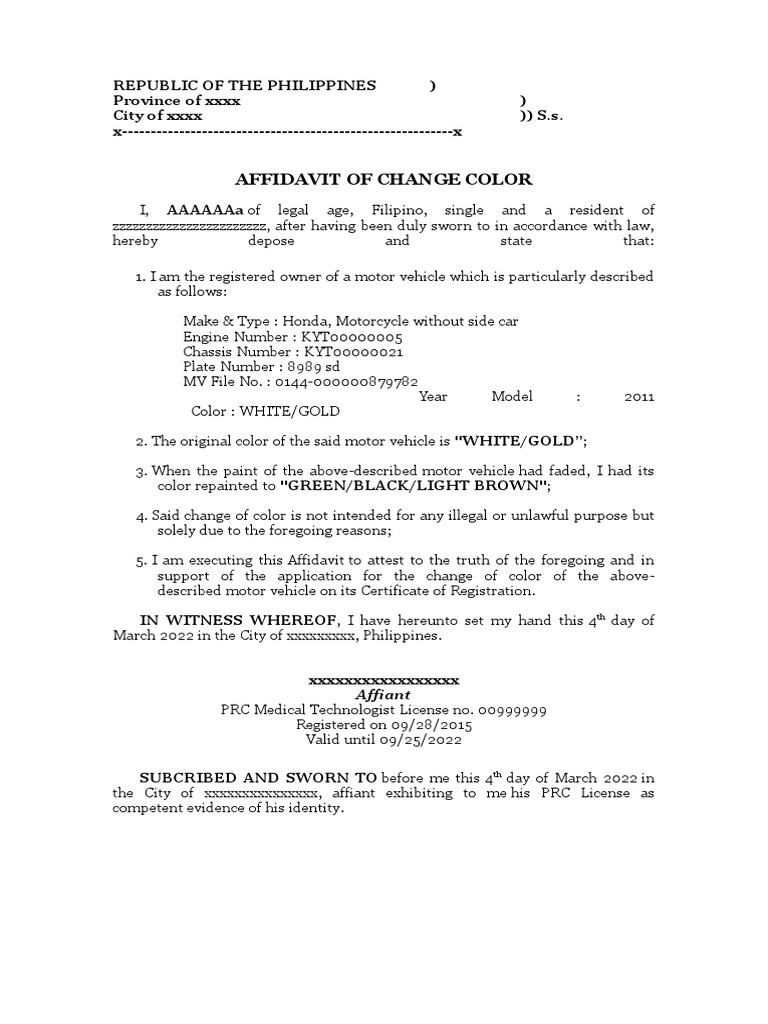 AFFIDAVIT OF CHANGE COLOR.5 | PDF