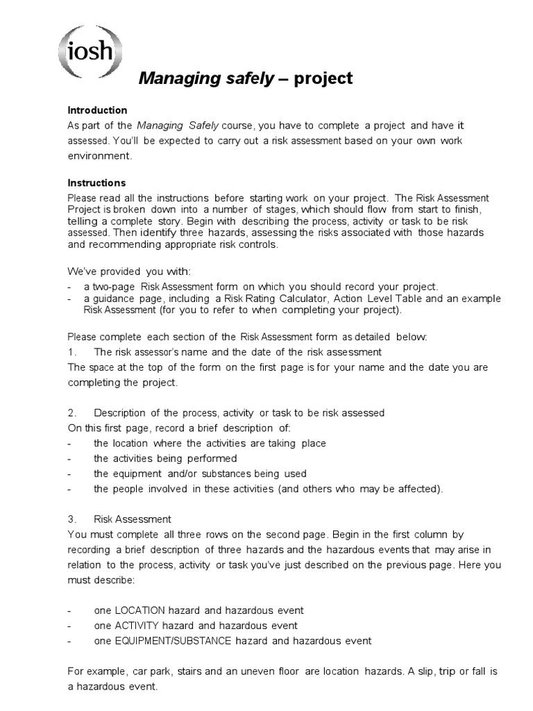 Iosh Risk Assesment Form PDF Free | PDF | Risk | Hazards