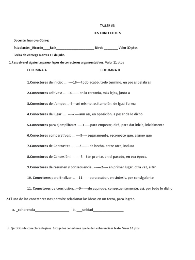 Tarea Los Conectores | PDF