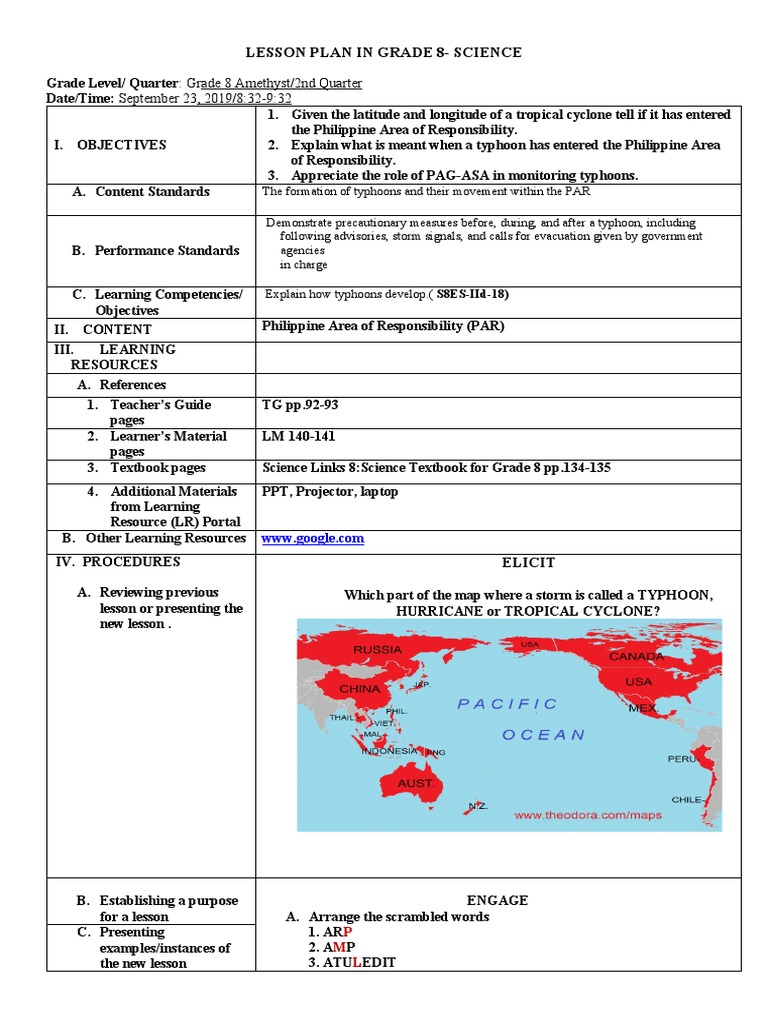 Lesson Plan in Grade 8-Science: Methyst /2nd Quarter 2 - 9:3 2 ...