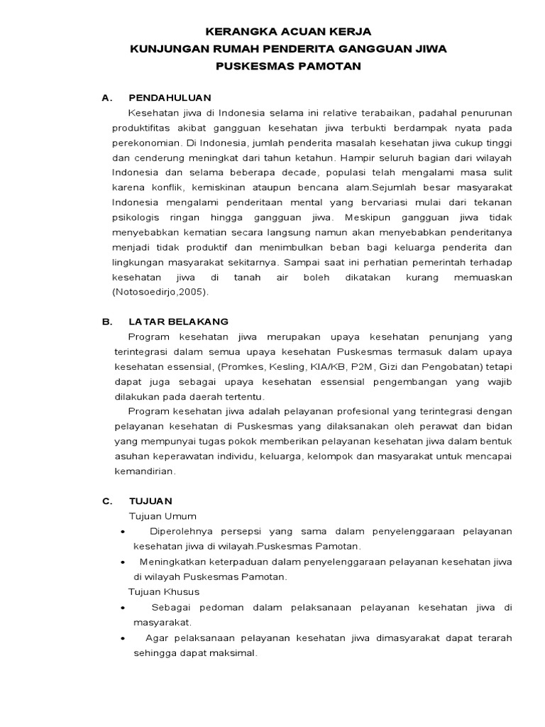 Kak Kunjungan Rumah Penderita Gangguan Jiwa | PDF