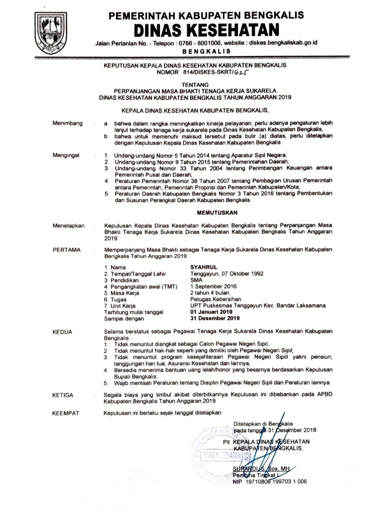 Syahrul - SK 2019 | PDF