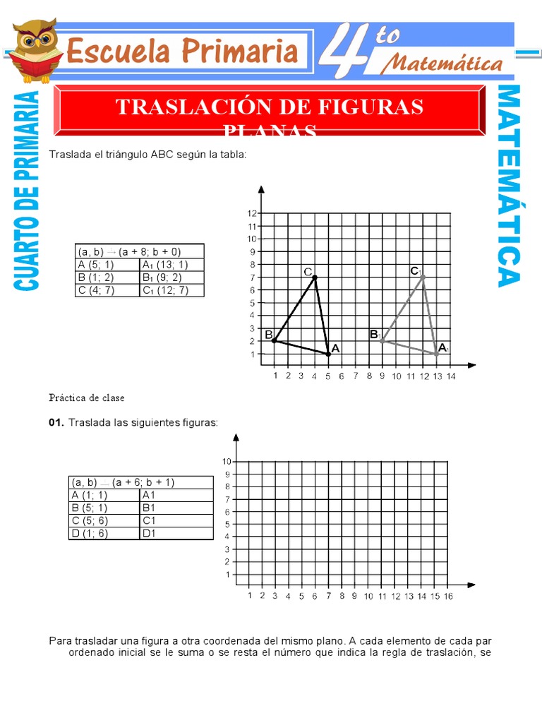 Ejercicios de Traslacion de Figuras Planas para Cuarto de Primaria | PDF | Geometría Elemental ...