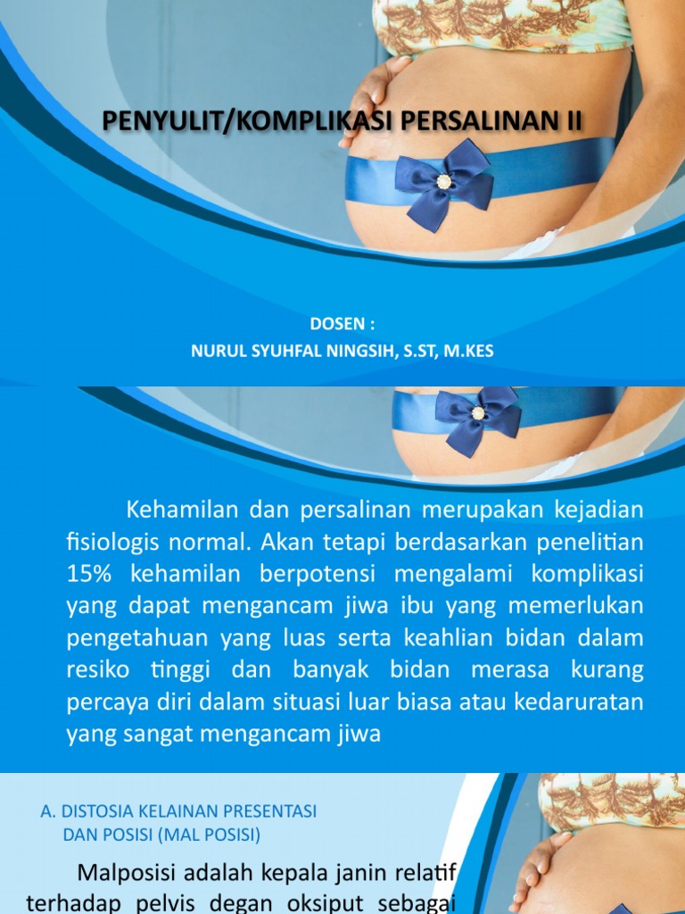 Penyulit Dan Komplikasi Persalinan KALA I DAN II | PDF