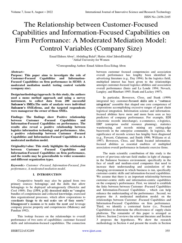 The Relationship Between Customer-Focused Capabilities and Information-Focused Capabilities On ...