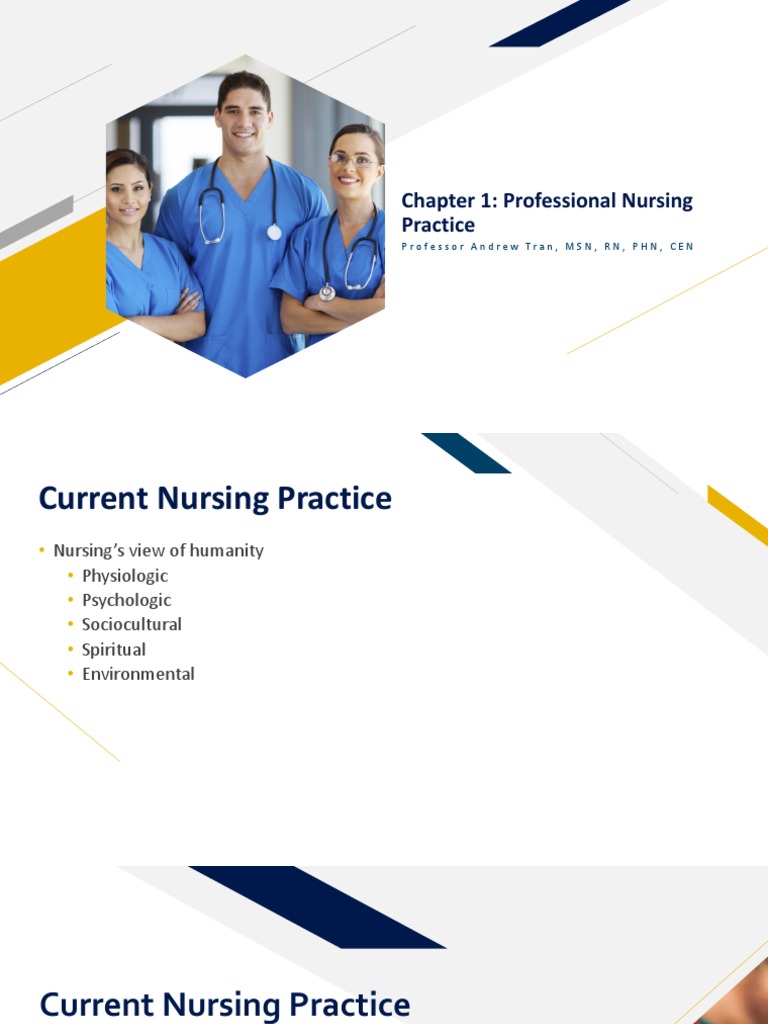 Chapter 1: Professional Nursing Practice: Professor Andrew Tran, MSN, RN, PHN, CEN | PDF ...