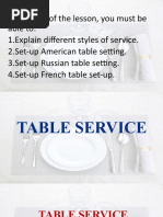 Different Types of Table Service | PDF | Tableware | Foodservice