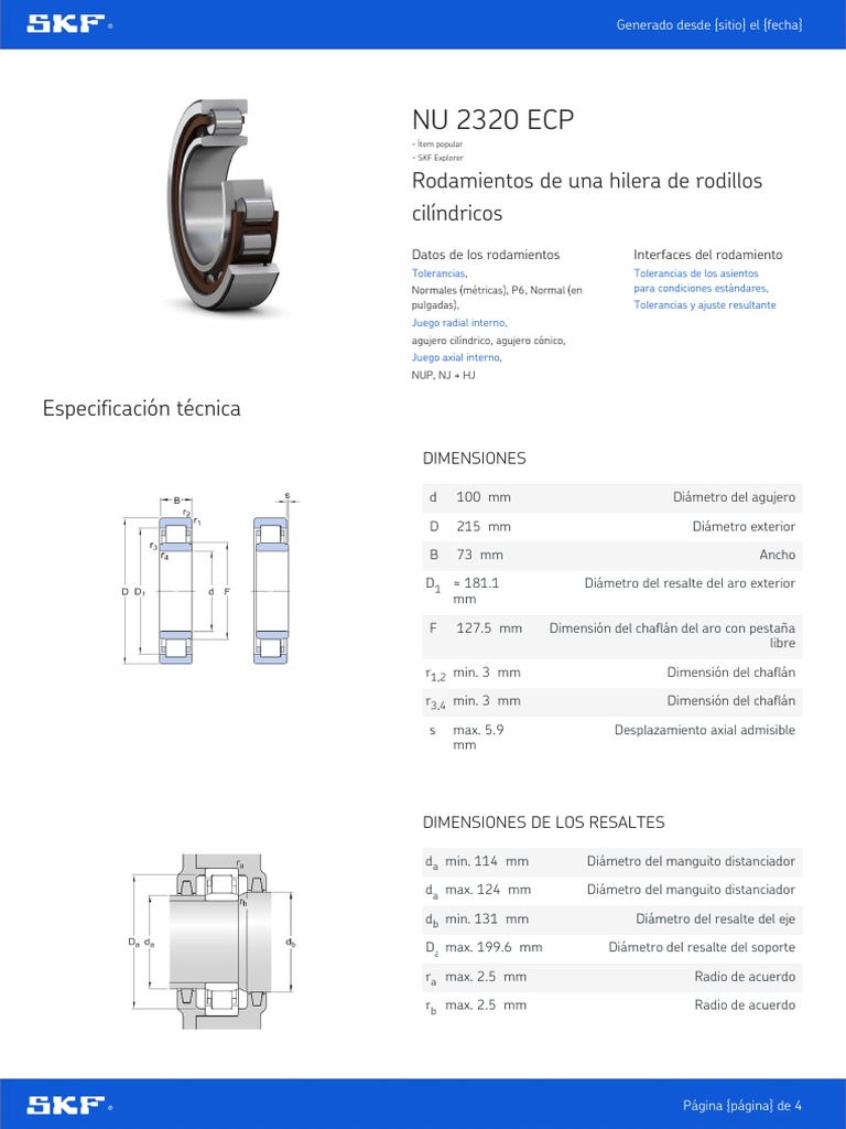 Rodamientos Cilíndricos SKF NU 2320 ECP | PDF | Red mundial | Internet ...