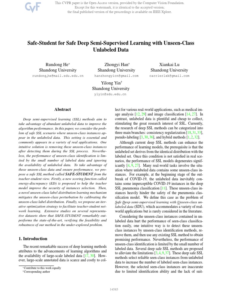 Safe Deep SSL with Unseen-Class Data | PDF | Machine Learning | Applied ...