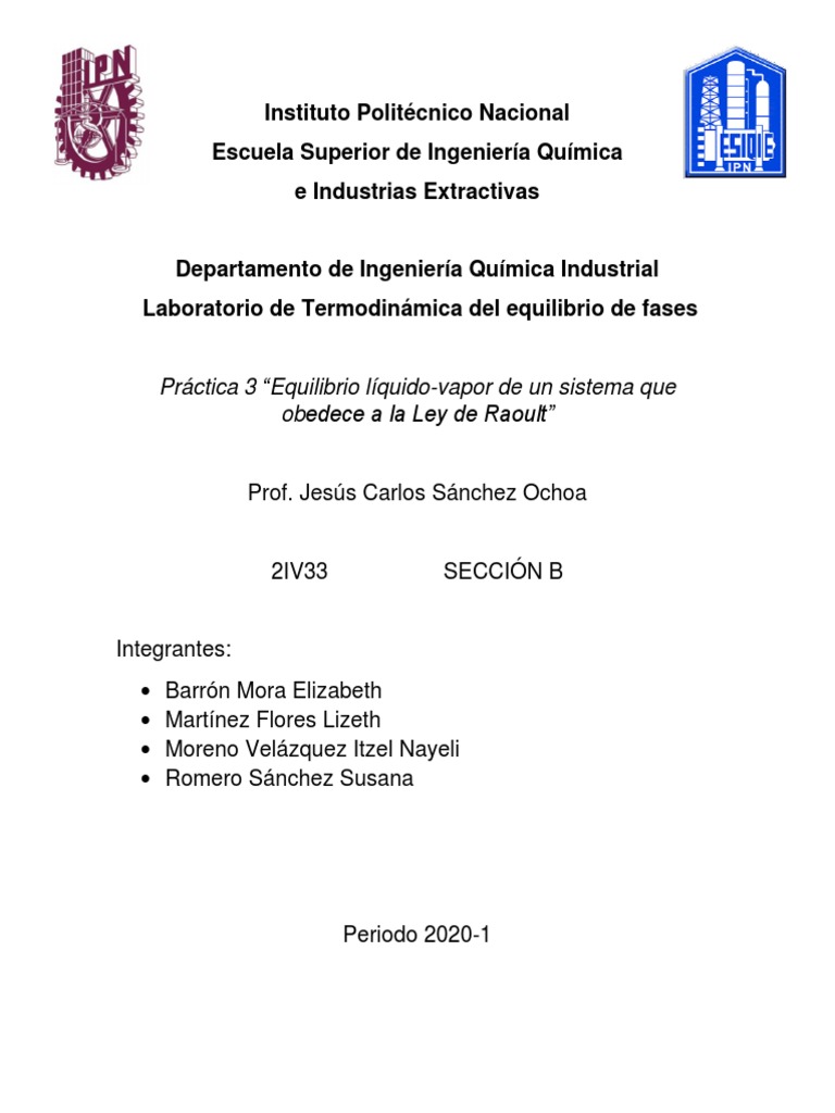 Practica 3 Equilibrio de Fases para Sustancias Puras | PDF | Termodinámica | Naturaleza