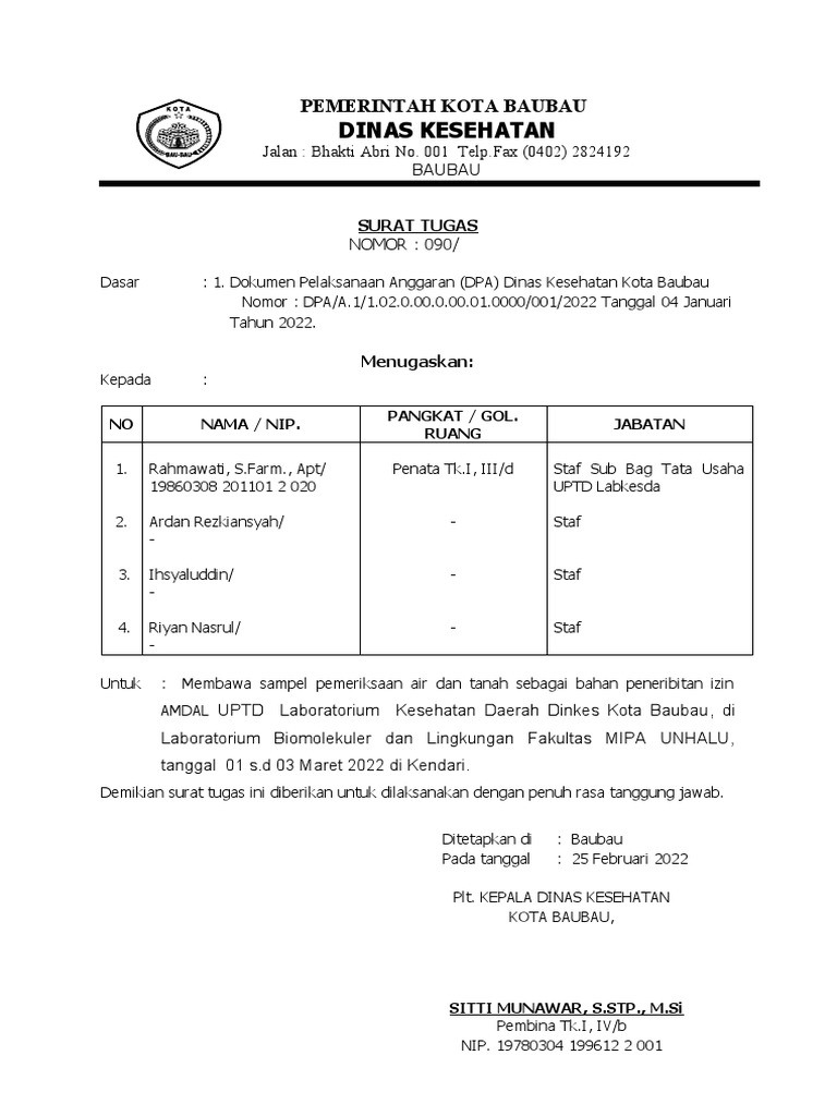 Surat Tugas Hasil Lab | PDF