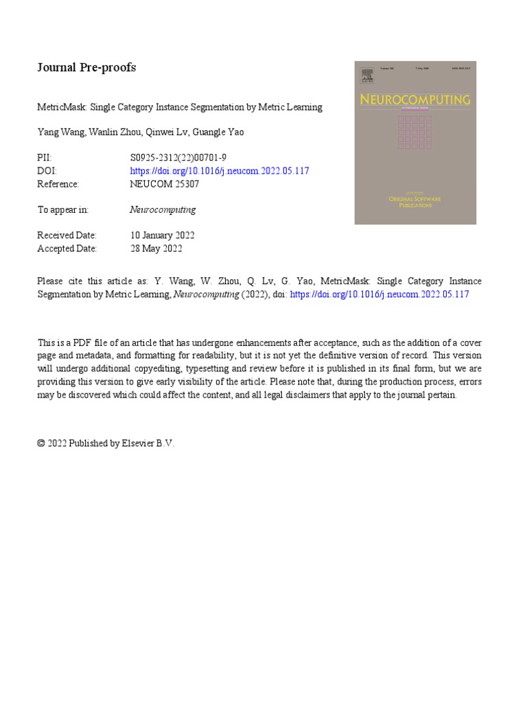 Journal Pre Proofs Neurocomputing Download Free Pdf Image Segmentation