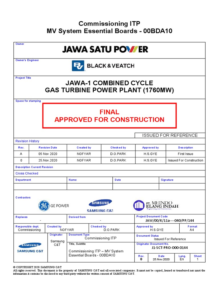 JAW - 00-K - 11a - 040 - PP - 144 - Commissioning ITP - MV System ...