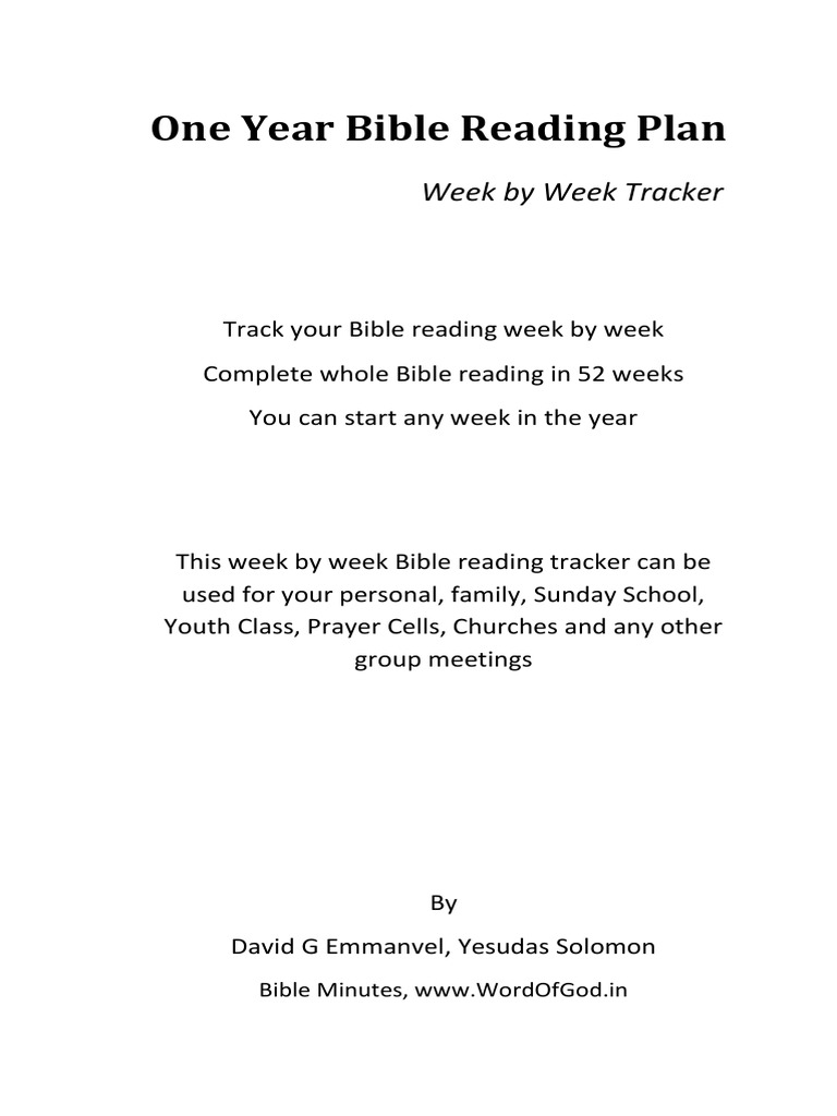 One Year Bible Reading Plan English Large Edition | PDF | King James ...