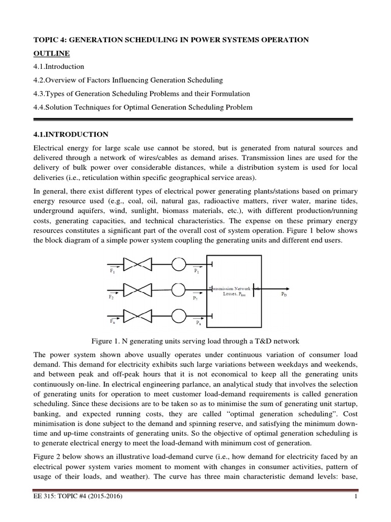 Generation Scheduling in Power Systems Optimization | PDF | Electricity Generation | Power Station