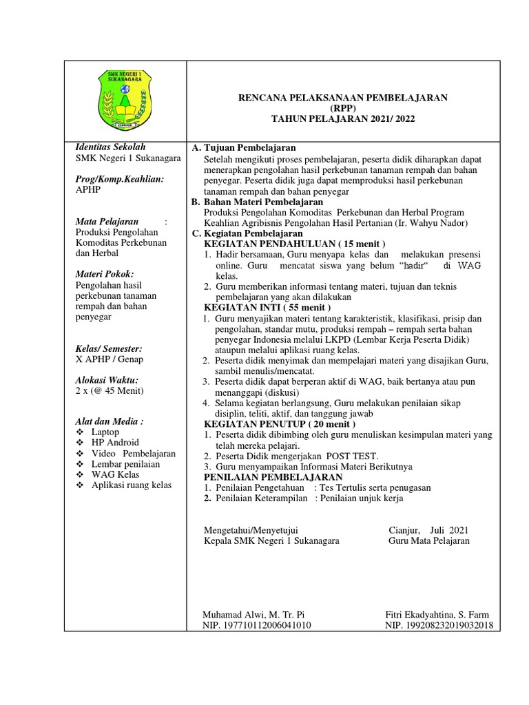 RPP Aphp Kelas X | PDF