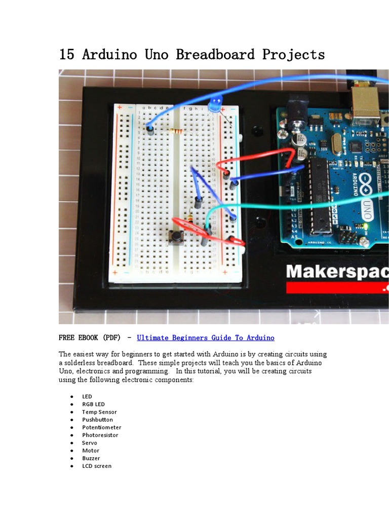 15 Arduino Uno Breadboard Projects | PDF | Arduino | Rgb Color Model 15 Arduino Uno Breadboard Projects | PDF | Arduino | Rgb Color Model