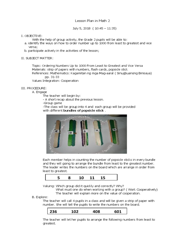 Lesson Plan in Math 2 With Manipulatives | PDF | Mathematics | Lesson Plan