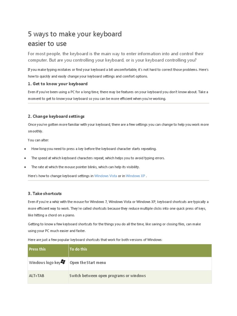 5 Ways To Make Your Keyboard | PDF | Computer Keyboard | Microsoft Windows